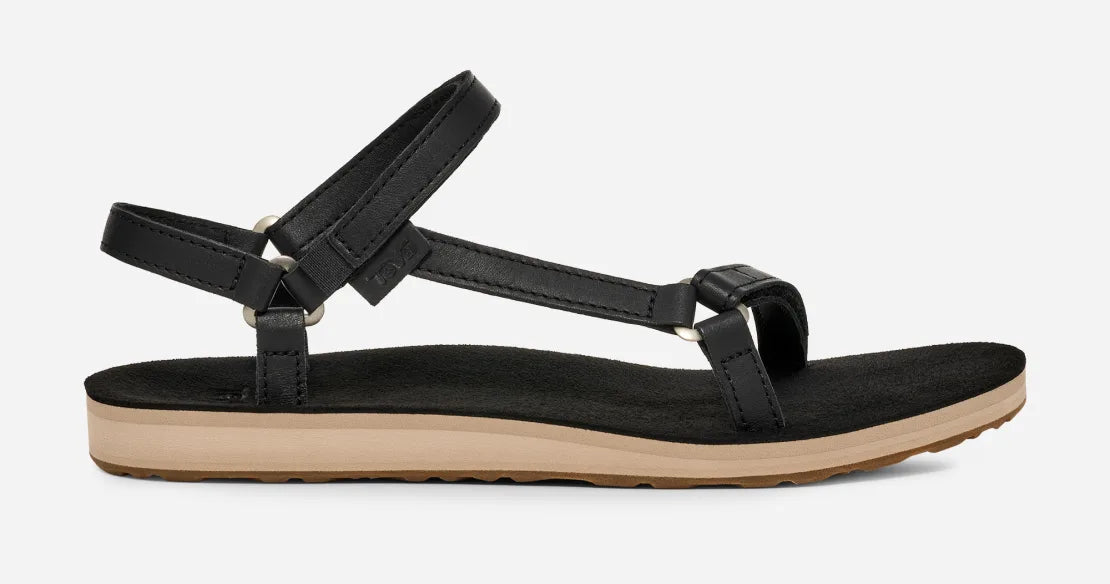 Teva Women's Original Universal Slim Leather Black Tan – Orleans Shoe Co.